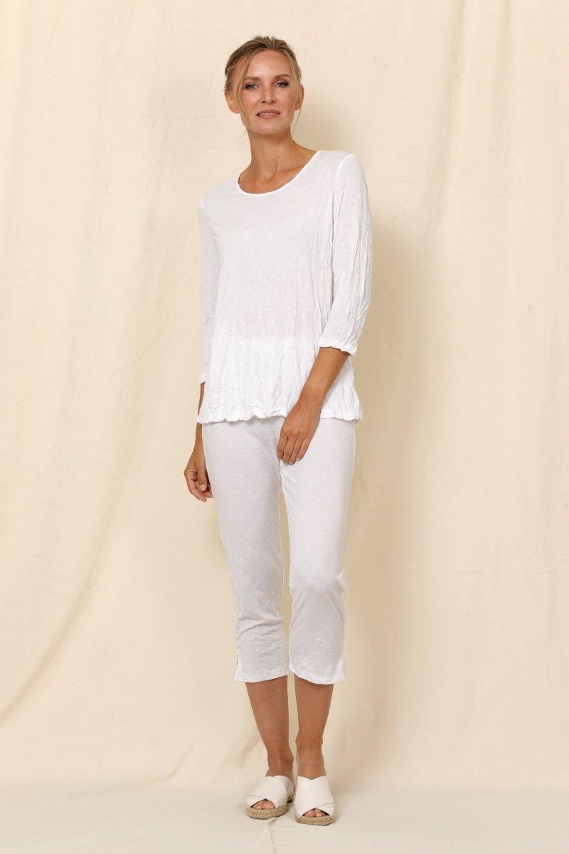3/4 Sleeve Basic Crinkle Top - C2100 – Chalet Et Ceci